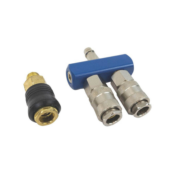 Scheppach Universal 2-Way Quick-Connect Manifold Air Hose Splitter 1/4 ...