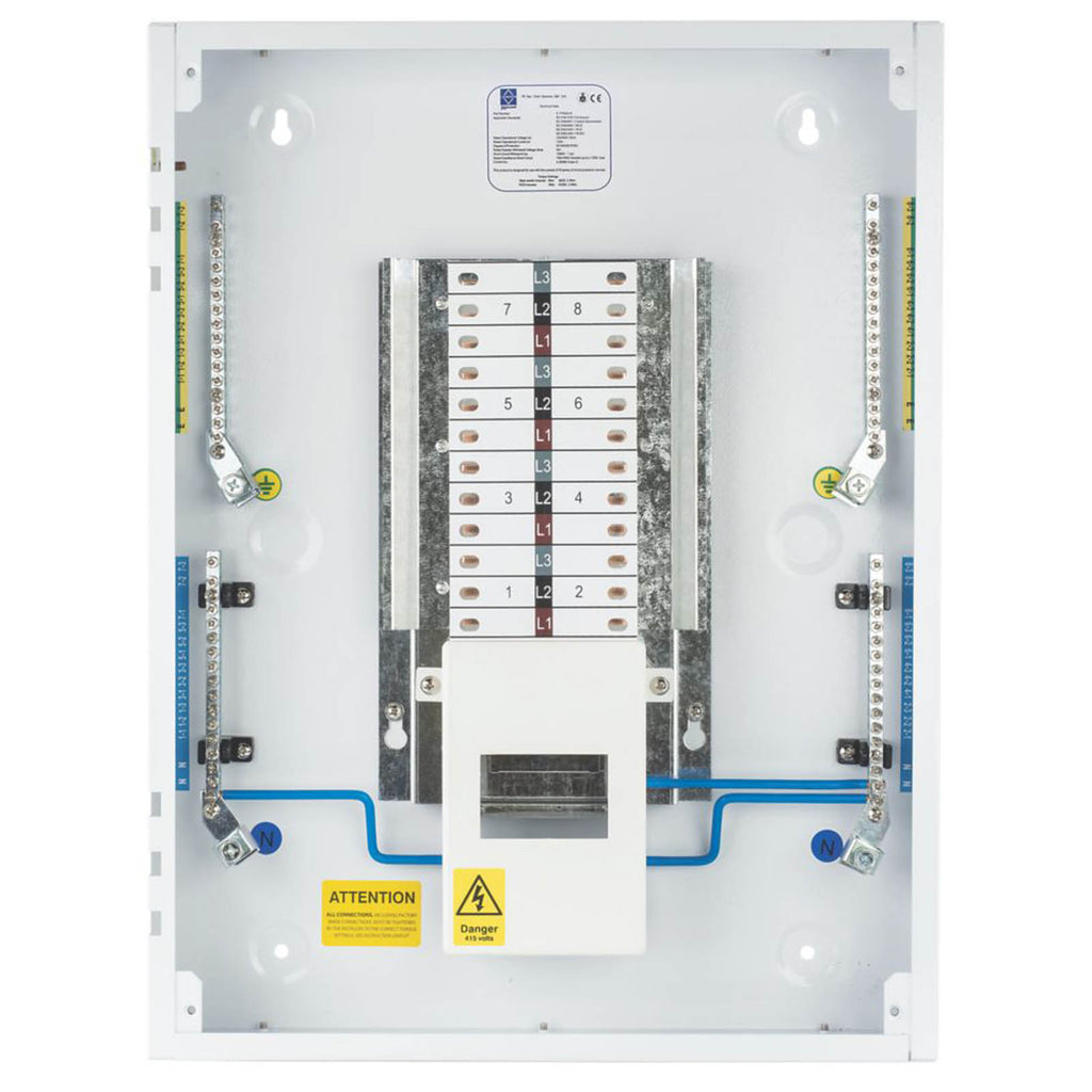 Lewden Distribution Board 3-Phase Consumer Unit Type B 24 Way Non Mete ...